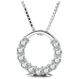 Kette mit Anh&auml;nger Firetti "Schmuck Geschenk Silber 925 Halsschmuck Halskette Venezianer Kreis", silber (silberfarben, kristallwei&szlig;), Halsketten, Damen, Silber 925 (Sterlingsilber), L: 45 B: 0,65mm, Made in Germany - mit Kristallstein (synth.), B:0,65mm