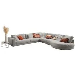 Ecksofa 3C Candy "Enisa II, bequem und komfortabel, Mega Familiensofa, L-Form", grau (light, grau), B:225cm H:86cm T:395cm, 100% Polyester, Sofas, Ecksofa, incl. 3 Flatterkissen, wahlweise mit Flecken-Schutz-Bezug Easy care