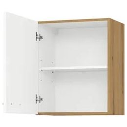 H&auml;ngeschrank KOCHSTATION "KS-Scafa", wahlweise T&uuml;rschlag rechts oder links", wei&szlig; (wei&szlig;, eiche astig), B:60cm H:60cm T:35cm, Schr&auml;nke, H&auml;ngeschrank, in meheren Breiten, H&ouml;he 60 cm, wahlweise T&uuml;rschlag rechts oder links