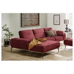 Ecksofa W.Schillig "run, Designsofa mit tollem Sitzkomfort, bequem, L-Form", rot (ruby rot z73), B:319cm H:88cm T:178cm, Longlife Xtra-Leder Z73: Naturwalkleder der Luxusklasse aus den erlesensten Rohh&auml;uten. Hautst&auml;rke 1, 1 &ndash; 1, 3 mm;ROHLEDER Jacquard-Flachgewebe Q2 W60 (63% Polyester, 37% Polyacryl);ROHLEDER Chenille-Flachgewebe Q2 W77 (68% Polyacryl, 32% Polyester);Stoff S37 (100% Polyester), So