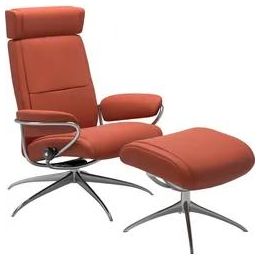 stressless "Paris" Set, Relaxsessel mit Hocker, mit Hocker, Low Back mit Kopfst&uuml;tze, mit Star Base, Gestell Chrom