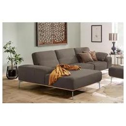 Ecksofa W.Schillig "run, Designsofa mit tollem Sitzkomfort, bequem, L-Form", braun (stone w82), B:319cm H:88cm T:178cm, Longlife Xtra-Leder Z73: Naturwalkleder der Luxusklasse aus den erlesensten Rohh&auml;uten. Hautst&auml;rke 1, 1 &ndash; 1, 3 mm;ROHLEDER Jacquard-Flachgewebe Q2 W60 (63% Polyester, 37% Polyacryl);ROHLEDER Chenille-Flachgewebe Q2 W77 (68% Polyacryl, 32% Polyester);Stoff S37 (100% Polyester), Sof