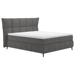 Boxspringbett COTTA "Sarah", grau (anthrazit), B:188cm L:215cm, 100% Polyester, Komplettbetten, Boxspringbett, inkl. Topper, 2 Matratzenkerne, H&auml;rtegrade H2, H3 oder H4