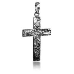 Kettenanh&auml;nger Kuzzoi "Herren Kreuz Matt Geh&auml;mmert 925 Silber", schwarz, Schmuckanh&auml;nger, Herren, onesize, ohne Stein, Silber 925 (Sterlingsilber), Kettenanh&auml;nger
