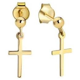 Paar Ohrstecker Firetti "Schmuck Geschenk Gold 375 Ohrschmuck Kreuz", gold (gelbgoldfarben), Ohrringe, Damen, Gelbgold 375