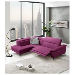Ecksofa Egoitaliano "Martine, Multifunktionssofa mit Komfortfunktionen, edel und bequem", pink (fuchsia), B:272cm H:96cm T:203cm, Sofas, Ecksofa, mit Ottomane, elektrischer Relaxfunktion und Kopfteilverstellung