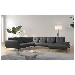 Wohnlandschaft OTTO HOME "Mikado U-Form", grau (dunkelgrau), B:376cm H:88cm T:297cm, 95% Polyester 5% Polyamid, Sofas, Wohnlandschaft, inkl. Sitztiefenverstellung und Armteilverstellung