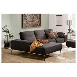 Ecksofa W.Schillig "run, Designsofa mit tollem Sitzkomfort, bequem, L-Form", braun (mocca z73), B:299cm H:88cm T:178cm, Longlife Xtra-Leder Z73: Naturwalkleder der Luxusklasse aus den erlesensten Rohh&auml;uten. Hautst&auml;rke 1, 1 &ndash; 1, 3 mm;ROHLEDER Jacquard-Flachgewebe Q2 W60 (63% Polyester, 37% Polyacryl);ROHLEDER Chenille-Flachgewebe Q2 W77 (68% Polyacryl, 32% Polyester);Stoff S37 (100% Polyester), Sof