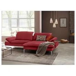 Ecksofa W.Schillig "enjoy&MORE, mit tollem Sitzkomfort, elegant und bequem, L-Form", rot (ruby rot z59), B:294cm H:87cm T:185cm, Chenille-Flachgewebe R66 (85% Polyester, 15% Nylon);Longlife Xtra-Leder Z59: Glattleder mit modischer Pr&auml;gung. Hautst&auml;rke 0, 9 - 1, 1 mm;Stoff S37 (100% Polyester), Sofas, Ecksofa, mit Sitztiefenverstellung, F&uuml;&szlig;e silber matt, Breite 294 cm