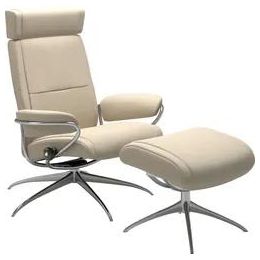 stressless "Paris" Set, Relaxsessel mit Hocker, mit Hocker, Low Back mit Kopfst&uuml;tze, mit Star Base, Gestell Chrom