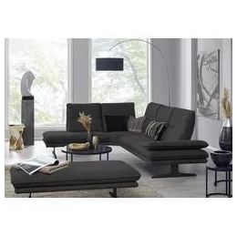 Ecksofa W.Schillig "broadway, Designsofa, toller Sitzkomfort, zeitlos, elegant, L-Form", grau (anthrazit s37), B:284cm H:94cm T:224cm, Stoff S37 (100% Polyester): Luxus-Microfaser in Lederoptik, Sofas, Ecksofa, Sitztiefenverstellung, Kopfteil- & Seitenteilverstellung, Breite 284cm