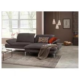 Ecksofa W.Schillig "enjoy&MORE, mit tollem Sitzkomfort, elegant und bequem, L-Form", braun (braun z59), B:294cm H:87cm T:185cm, Chenille-Flachgewebe R66 (85% Polyester, 15% Nylon);Longlife Xtra-Leder Z59: Glattleder mit modischer Pr&auml;gung. Hautst&auml;rke 0, 9 - 1, 1 mm;Stoff S37 (100% Polyester), Sofas, Ecksofa, mit Sitztiefenverstellung, F&uuml;&szlig;e silber matt, Breite 294 cm