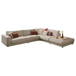 Ecksofa 3C Candy "Enisa II, bequem und komfortabel, gro&szlig;es Familiensofa, L-Form", grau (taupe), B:365cm H:86cm T:322cm, 100% Polyester, Sofas, Ecksofa, incl. 3 Flatterkissen, wahlweise mit Flecken-Schutz-Bezug Easy care
