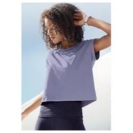 2-in-1-Shirt Lascana ACTIVE, Damen, Gr. S (36/38), blau (blaugrau), Single Jersey, Obermaterial: 75% Polyester, 20% Viskose, 5% Elasthan, Shirts 2-in-1 Shirt, Sportshirt