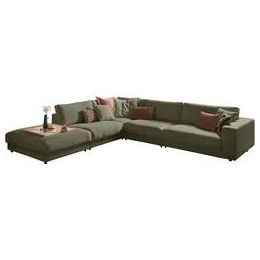 Ecksofa 3C Candy "Enisa II, bequem und komfortabel, gro&szlig;es Familiensofa, L-Form", gr&uuml;n (oliv), B:365cm H:86cm T:322cm, 100% Polyester, Sofas, Ecksofa, incl. 3 Flatterkissen, wahlweise mit Flecken-Schutz-Bezug Easy care