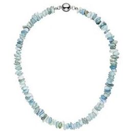 Kette ohne Anh&auml;nger Jobo, blau (hellblau), Halsketten, Damen, Metall, L: 45, mit Aquamarin barock 45 cm