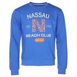 Sweater NASSAU BEACH "NB22010", Herren, Gr. 52L, blau (tiefblau), 60% Baumwolle, 40% Polyester, Rundhals, Sweatshirts Sweater