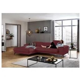 Ecksofa W.Schillig "piedroo, Designsofa mit tollem Sitzkomfort, L-Form", rot (burgundy z69), B:303cm H:70cm T:193cm, Longlife Xtra-Leder Z69: Das feinnarbige, gedeckte Softleder Z69 besticht durch seine au&szlig;ergew&ouml;hnliche Weichheit im trendigen &raquo;Vintage-Look&laquo;, Hautst&auml;rke 0, 9 - 1, 1 mm, Sofas, Ecksofa, Kopfteilverstellung, wahlweise mit Sitztiefenverstellung, Breite 303cm