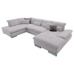 Wohnlandschaft "SO 4100 komfortable Federkernunterfederung, inkl. Kopfteilverstellung", silber (silber 45), B:365cm H:80cm T:225cm, SET ONE BY Musterring, Sofas, Wohnlandschaft, wahlweise Bettfunktion und Sitztiefenverstellung, U-Form