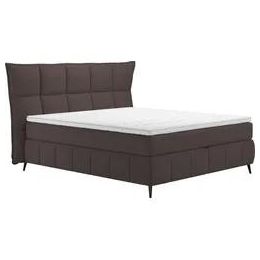 Boxspringbett COTTA "Sarah", schwarz (charcoal), B:211cm L:215cm, 100% Polyester, Komplettbetten, Boxspringbett, inkl. Topper, 2 Matratzenkerne, H&auml;rtegrade H2, H3 oder H4