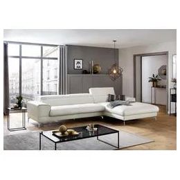 Ecksofa W.Schillig "piedroo, Designsofa mit tollem Sitzkomfort, bequem und elegant, L-Form", wei&szlig; (wei&szlig; z59), B:343cm H:70cm T:193cm, Longlife Xtra-Leder Z59: Glattleder mit modischer Pr&auml;gung. Hautst&auml;rke 0, 9 - 1, 1 mm, Sofas, Ecksofa, Kopfteilverstellung, wahlweise mit Sitztiefenverstellung, Breite 343cm