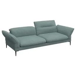 3-Sitzer FLEXLUX "Salino, Funktionssofa, Relaxsofa", blau (sky blau), B:248cm H:88cm T:105cm, 62% Polyester, 17% Cotton, 14% Viscose, 7% Linen, Sofas, Sofa mit Arm- und Kopfteil-Verstellungen, Kaltschaum & Stahl-Wellen