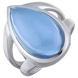 Fingerring JAMELLI "925 Silber rhodiniert Quarz hellblau (beh.)" Gr. 18, wei&szlig;, Fingerringe, Damen, 056 (17,8), 8,1, Silber 925 (Sterlingsilber), Fingerring
