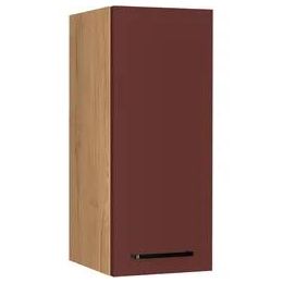 H&auml;ngeschrank Nobilia "Easytouch", Ausrichtung w&auml;hlbar, vormontiert", rot (front: lacklaminat rostrot ultramatt, korpus: eiche sierra nachbildung), B:30cm H:72cm T:37,2cm, Schr&auml;nke, H&auml;ngeschrank, in drei Breiten: 30, 45 und 60 cm, mit Soft-Close-Funktion