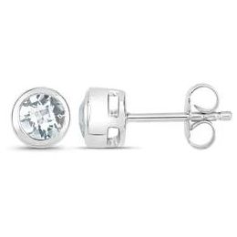 Paar Ohrstecker VIRA JEWELS "925-Sterling Silber rhodiniert gl&auml;nzend Aquamarine hellblau rund", wei&szlig; (wei&szlig;, hellblau), Ohrringe, Damen, one-size, 0,7, Silber 925 (Sterlingsilber)
