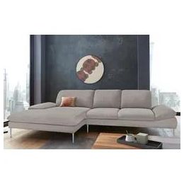 Ecksofa W.Schillig "enjoy&MORE, Designsofa, bequem, zeitlos und elegant, L-Form", grau (stone r66), B:340cm H:87cm T:185cm, Chenille-Flachgewebe R66 (85% Polyester, 15% Nylon);Longlife Xtra-Leder Z59: Glattleder mit modischer Pr&auml;gung. Hautst&auml;rke 0, 9 - 1, 1 mm;Stoff S37 (100% Polyester), Sofas, Ecksofa, mit Sitztiefenverstellung, F&uuml;&szlig;e silber matt, Breite 340 cm