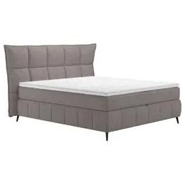 Boxspringbett COTTA "Sarah", grau (stone), B:211cm L:215cm, 100% Polyester, Komplettbetten, Boxspringbett, inkl. Topper, 2 Matratzenkerne, H&auml;rtegrade H2, H3 oder H4