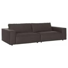 Big-Sofa Musterring "LUCIA", braun (mocca puro), B:292cm H:81cm T:124cm, Flachgewebe FLORIS (100% Polyester);Flachgewebe VALMONT (60% Baumwolle/ 40% Leinen);Microfaser CRONA (100% Polyester), Sofas, Big-Sofa, in vielen Qualit&auml;ten und 4 unterschiedlichen N&auml;hten, 3-Sitzer