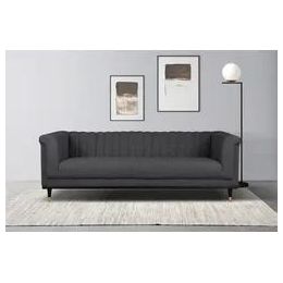 3-Sitzer Home Affaire "Chamby", grau (dunkelgrau), B:210cm H:71cm T:85cm, 100% Polyester;Samtoptik (100% Polyester), Scheuertouren >100.000, Pilling: 5, Sofas, mit Holzrahmen unten und Steppung im Lehnenbereich