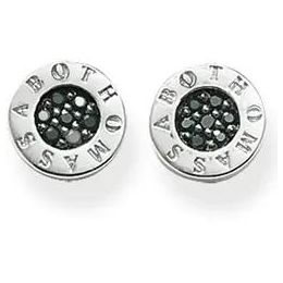 Paar Ohrstecker Thomas Sabo "Classic Pav&eacute; Schwarz, Classic Pav&eacute; Wei&szlig;", silber (silberfarben, schwarz, schwarz), Ohrringe, Damen, 9mm, Silber 925 (recycelt), mit Zirkonia (synth.)