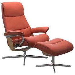 Relaxsessel stressless "View", braun (henna), B:78cm H:108cm T:78cm, Sessel, Relaxsessel, mit Hocker, mit Cross Base, Gr&ouml;&szlig;e S, M & L, Holzakzent Eiche