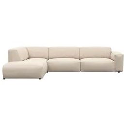 Ecksofa FLEXLUX "Lucera, super bequem durch hochwertigen Sitzaufbau mit Kaltschaum", wei&szlig; (warm wei&szlig;), B:321cm H:73cm T:231cm, 100% Echteder, Sofas, Ecksofa, modern & anschmiegsam, L-Form, Designsofa