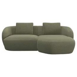 Wohnlandschaft FLEXLUX "Torino, rund, L-Form, Sofa-Ecke mit Recamiere, Longchair-Sofa", gr&uuml;n (moss), B:217cm H:85cm T:146cm, 100% Polyester, Sofas, Wohnlandschaft, Modernes, organisches Sofa-Design, Kaltschaum, Wellenunterfederung