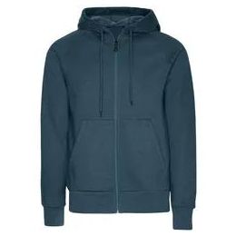 Sweatjacke TRIGEMA "TRIGEMA Sweatjacke mit Kapuze", Damen, Gr. XXL, blau (jeans, melange), 70% Baumwolle, 30% Polyester, Basic, lang, Rundhals, Sweatjacken Sweatjacke