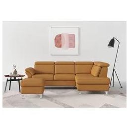 Sit & More Ecksofa SIT & MORE "Arngast L-Form", gelb (curry), B:245cm H:84cm T:194cm, Sofas, Ecksofa, inklusive Kopfteilverstellung und Federkern