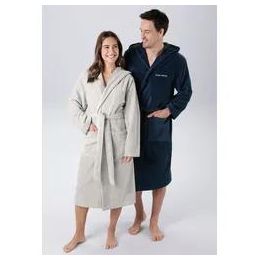 Unisex-Bademantel Bruno Banani "Daniel, ideal f&uuml;r Sauna & Spa, Hotelbademantel, Morgenmantel" Gr. XL, grau (hellgrau), XL, Veloursfrottier, Hausm&auml;ntel, Damen & Herren Bademantel, lang, mit Taschen, S-5XL
