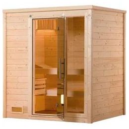Sauna Weka "Bergen", beige (natur), Bio-Ofen, externe Steuerung, 7,5 kW, Saunen, 7,5 kW Bio-Ofen mit digitaler Steuerung