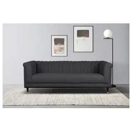 2-Sitzer Home Affaire "Chamby", grau (dunkelgrau), B:180cm H:71cm T:85cm, 100% Polyester;Samtoptik (100% Polyester), Scheuertouren >100.000, Pilling: 5, Sofas, mit Holzrahmen unten und Steppung im Lehnenbereich