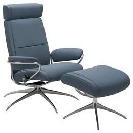 stressless "Paris" Set, Relaxsessel mit Hocker, mit Hocker, Low Back mit Kopfst&uuml;tze, mit Star Base, Gestell Chrom