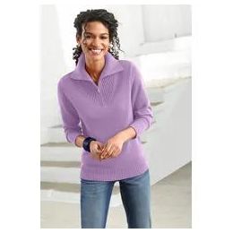 Troyer Casual Looks "Pullover", Damen, Gr. 46, lila (flieder), 50% Baumwolle, 50% Polyacryl, meliert, unifarben, figurumspielend, Pullover Troyer
