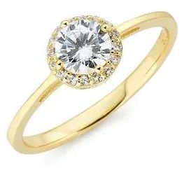 Fingerring Firetti "Schmuck Geschenk Silber 925 Silberring Verlobungsring" Gr. 56, gold (gelbgoldfarben, kristallwei&szlig;), Fingerringe, Damen, 56, Silber 925 (Sterlingsilber), 2mm, Fingerring, mit Zirkonia (synth.)