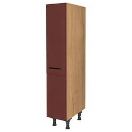 Apothekerschrank Nobilia "Easytouch", mit 4 Einh&auml;ngek&ouml;rben, Breite 30 cm, H&ouml;he 167,8 cm", rot (front: lacklaminat rostrot ultramatt, korpus: eiche sierra nachbildung), B:30cm H:167,8cm T:58,3cm, Schr&auml;nke, Apothekerschrank, vormontiert, Ein- und Auszugsd&auml;mpfung SoftStoppPro