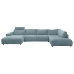 Wohnlandschaft Musterring "Lucia U-Form", blau (petrol), B:434cm H:81cm T:204cm, Sofas, Wohnlandschaft, Verschiedene Farben, inkl. Kopfst&uuml;tze, Gesamtbreite 434 cm