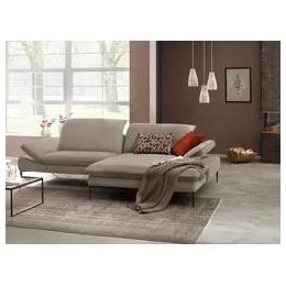 Ecksofa W.Schillig "enjoy&MORE, Designsofa, elegant und bequem, L-Form", braun (stone z59), B:294cm H:87cm T:185cm, Chenille-Flachgewebe R66 (85% Polyester, 15% Nylon);Longlife Xtra-Leder Z59: Glattleder mit modischer Pr&auml;gung. Hautst&auml;rke 0, 9 - 1, 1 mm;Stoff S37 (100% Polyester), Sofas, Ecksofa, Sitztiefenverstellung, F&uuml;&szlig;e bronze pulverbeschichtet, Breite 294 cm