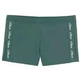 Boxer-Badehose s.Oliver, Herren, Gr. 7, N-Gr, blau (petrol), Recycling-Polyamid, unifarben, Badehosen, mit Markenschriftz&uuml;gen
