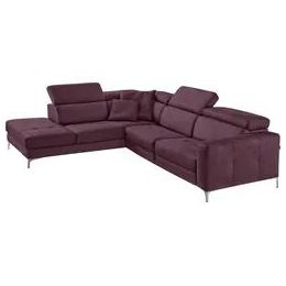 Ecksofa Egoitaliano "Matt, hoher Sitzkomfort und aufwendige Detailverarbeitung, L-Form", lila (plum), B:285cm H:100cm T:221cm, Sofas, Ecksofa, mit Ottomane, inkl. verstellbarer Kopfteile zum Relaxen